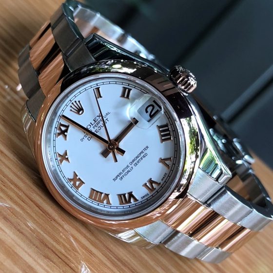 Rolex Datejust 31 Ref. 178241-0068 - White Roman Dial - Rolesor Everose ...